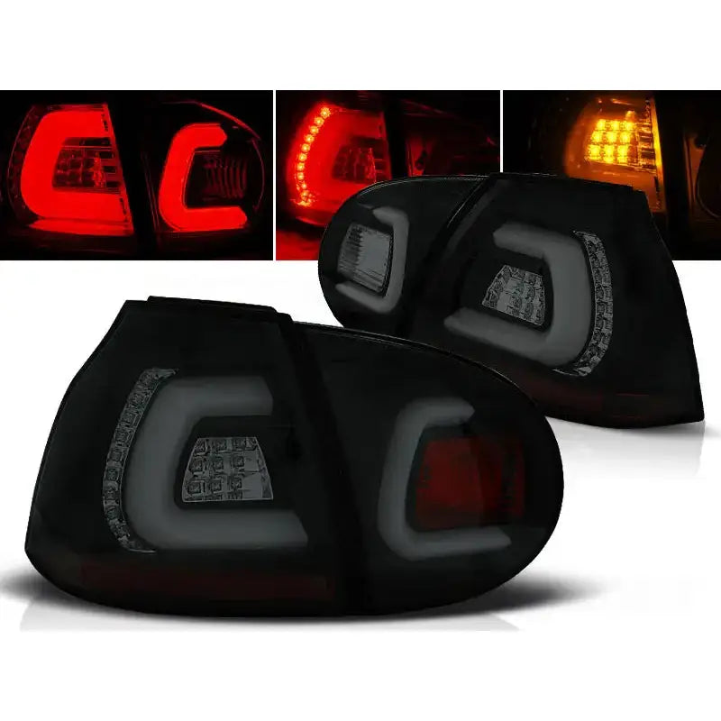 Baklykter Vw Golf 5 10.03-09 Black Smoke Led Bar
