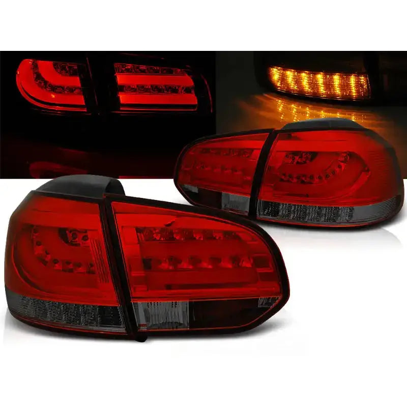 Baklykter Vw Golf 6 10.08-12 Red Smoke Led Bar